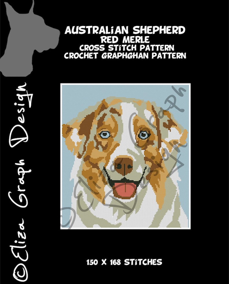 Australian Shepherd CROSS STITCH Pattern, CROCHET Graphghan Blanket ...