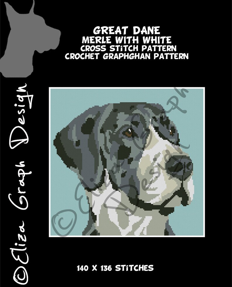 Great Dane CROSS STITCH Pattern, CROCHET Graphghan Blanket Pattern - Etsy