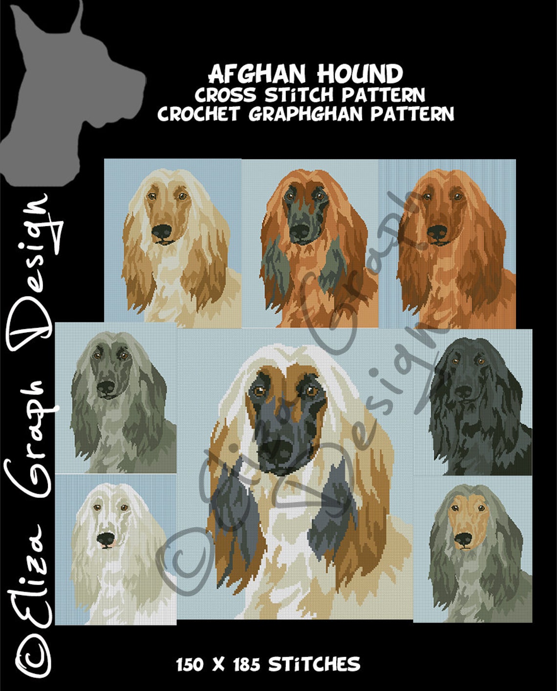 Afghan Hound CROSS STITCH Pattern, CROCHET Graphghan Blanket Pattern - Etsy