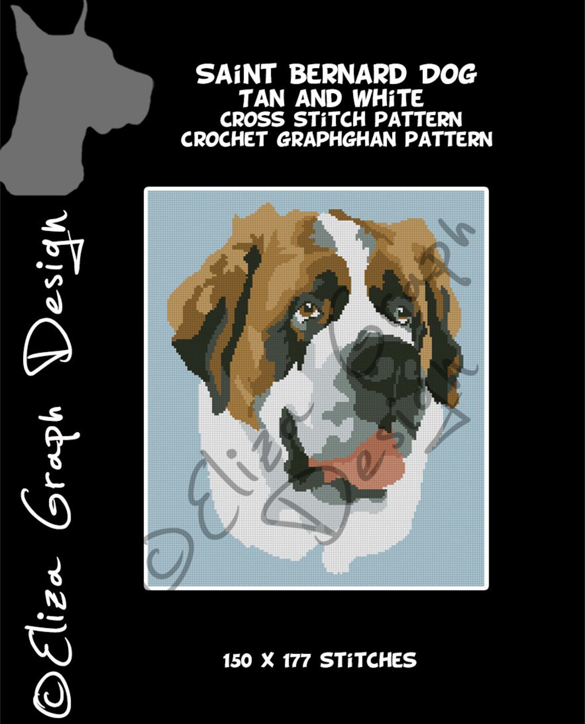 Saint Bernard Dog CROSS STITCH Pattern, CROCHET Graphghan Blanket ...