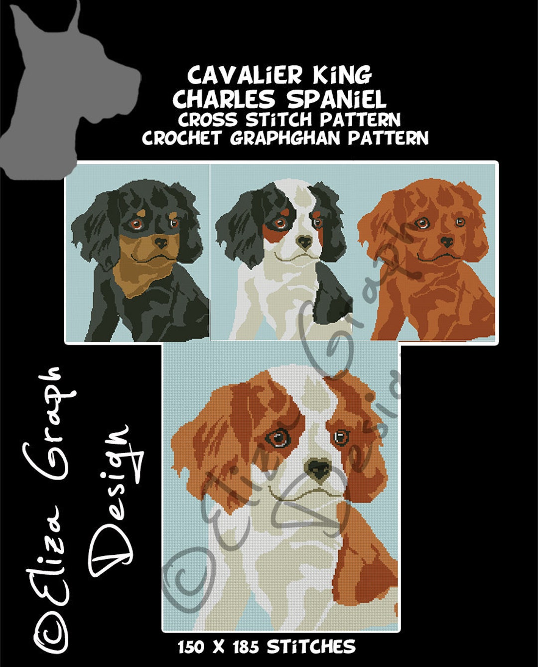 Cavalier King Charles Spaniel Puppy CROSS STITCH Pattern, CROCHET ...