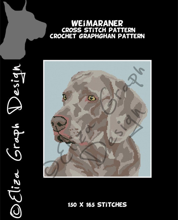 Weimaraner CROSS STITCH Pattern CROCHET Graphghan Blanket | Etsy