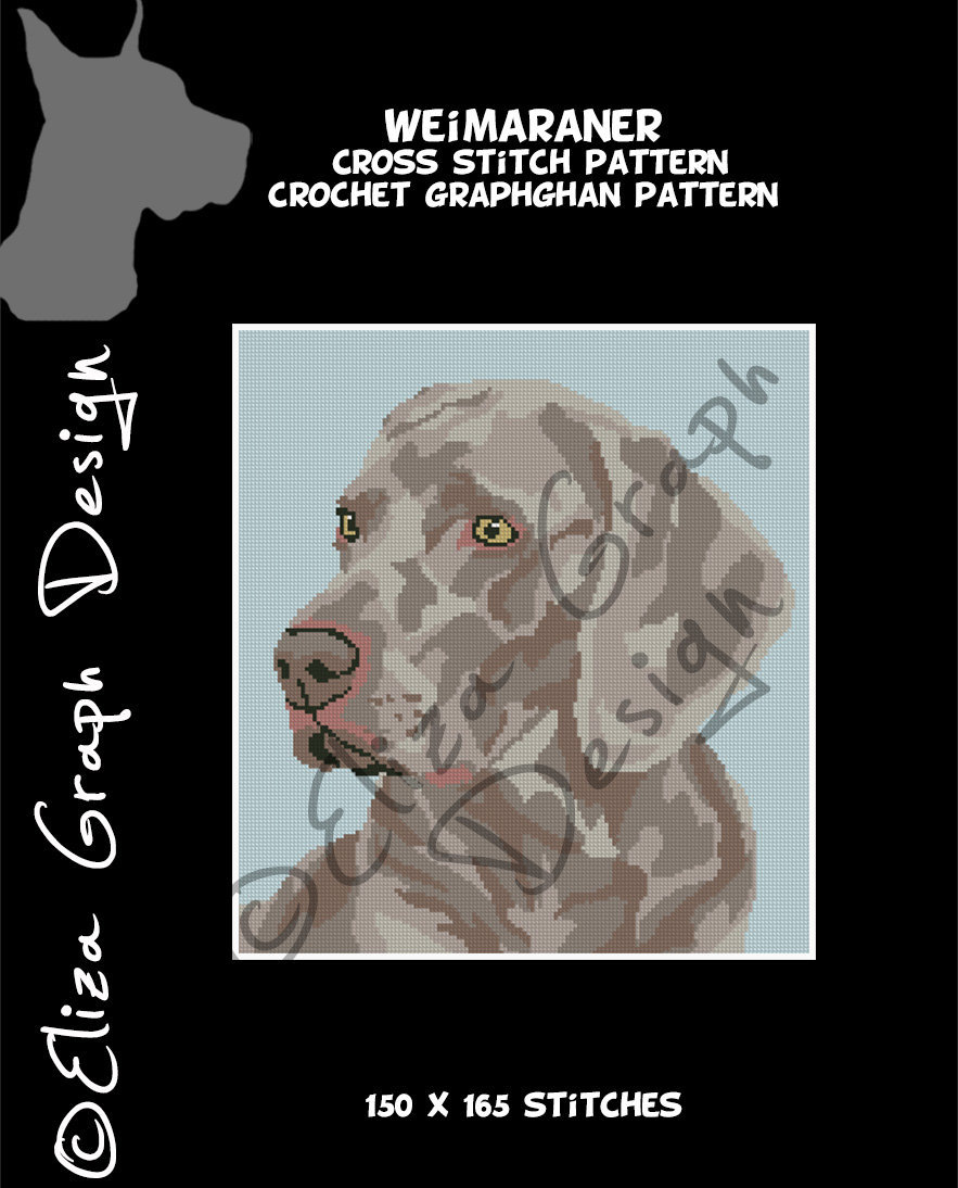 Weimaraner CROSS STITCH Pattern CROCHET Graphghan Blanket | Etsy
