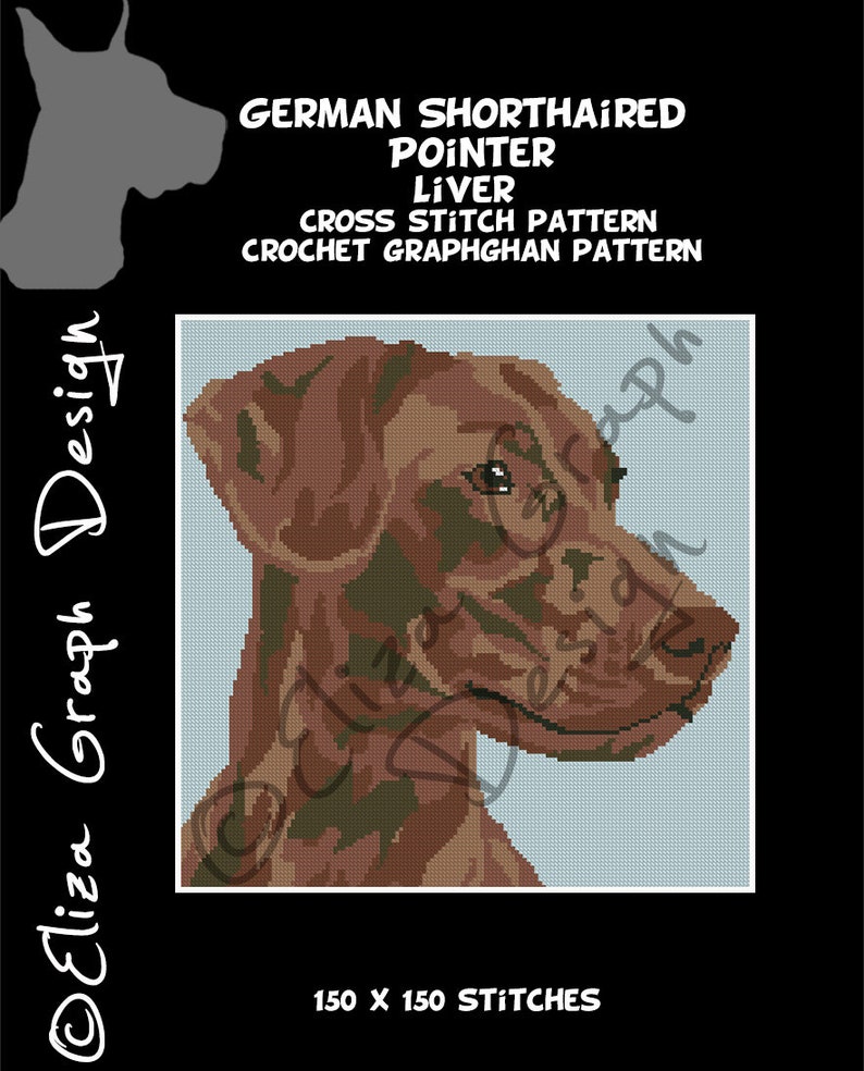 German Shorthaired Pointer CROSS STITCH Pattern, CROCHET Graphghan ...