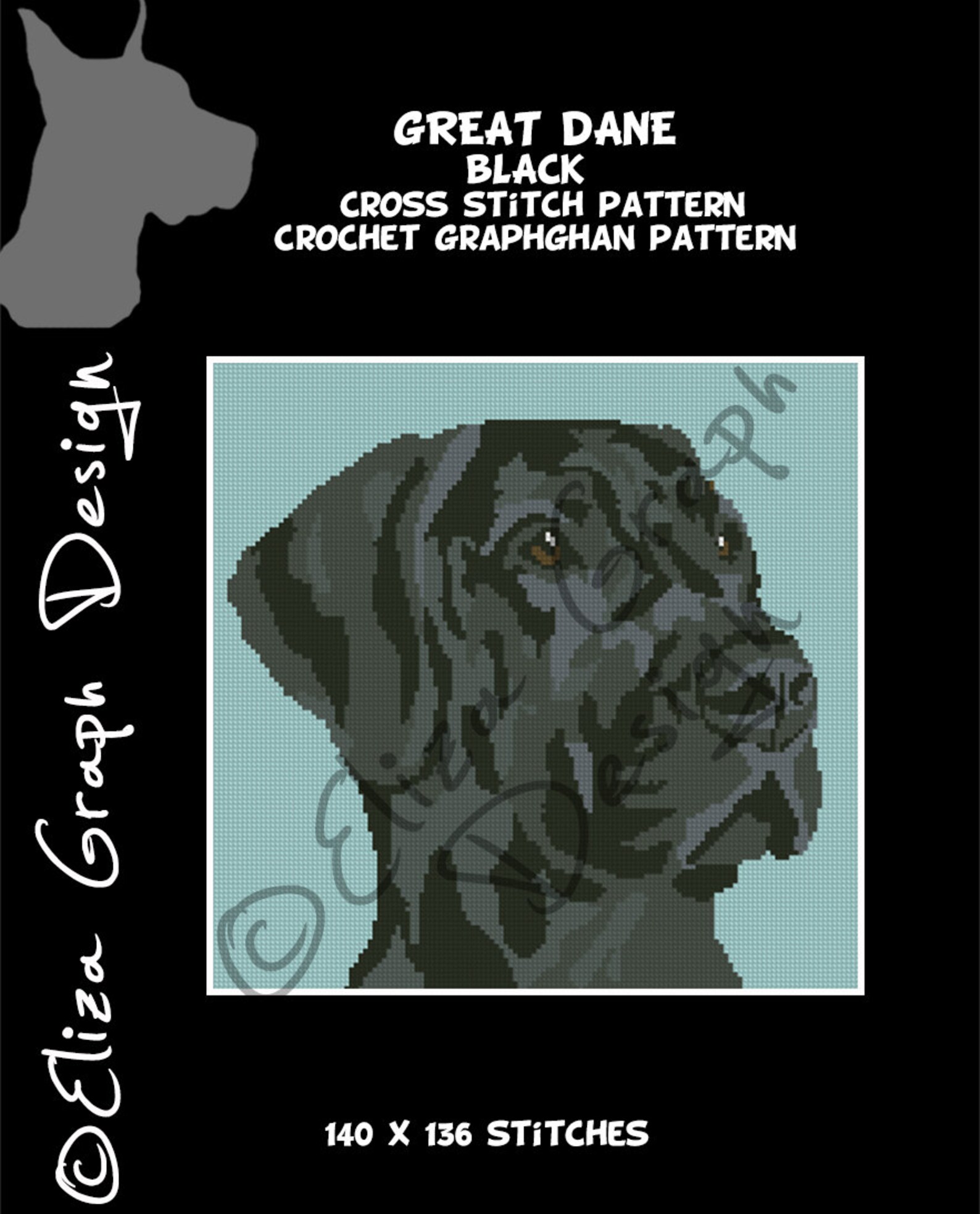 Great Dane CROSS STITCH Pattern CROCHET Graphghan Blanket - Etsy