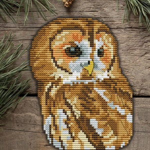 Tawny Owl Counted Cross Stitch Pattern PDF, Bird DIY Easy Small Owl ...