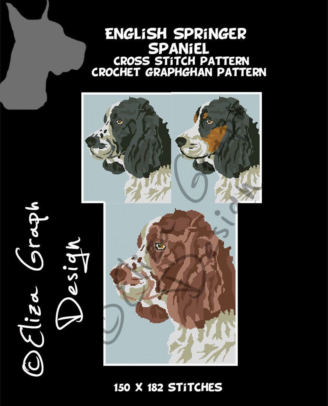 English Springer Spaniel CROSS STITCH Pattern, CROCHET Graphghan ...