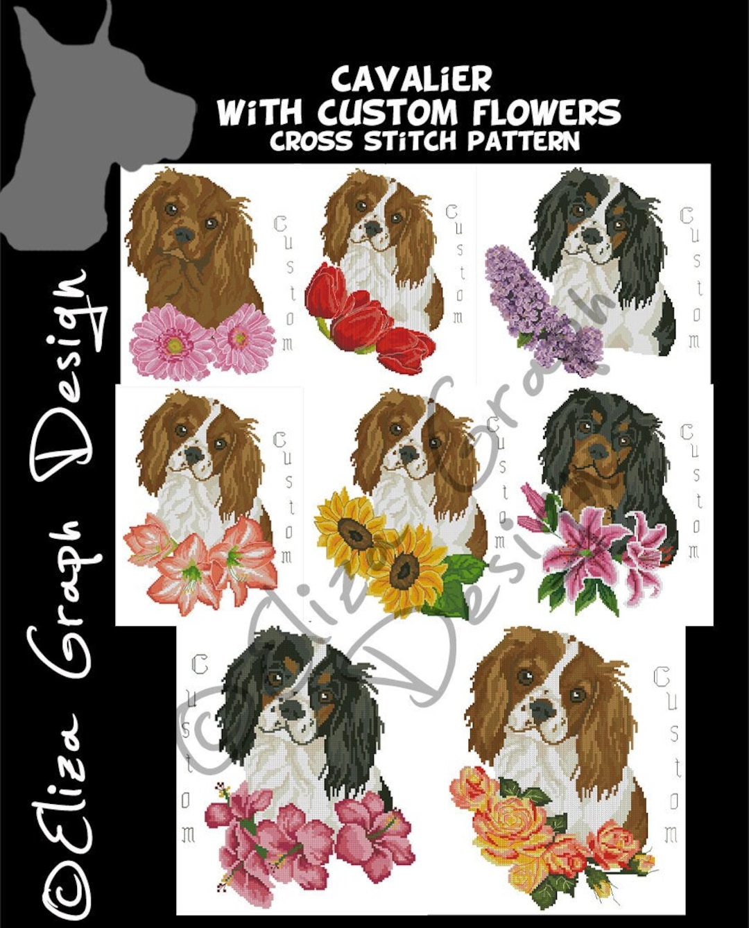 Custom Cavalier King Charles Spaniel Cross Stitch Pattern, With ...