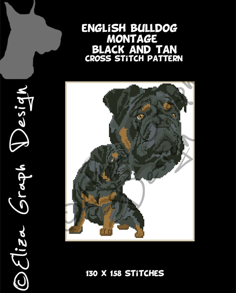 English Bulldog CROSS STITCH Pattern, Boxer Dog Counted Cross Stitch ...