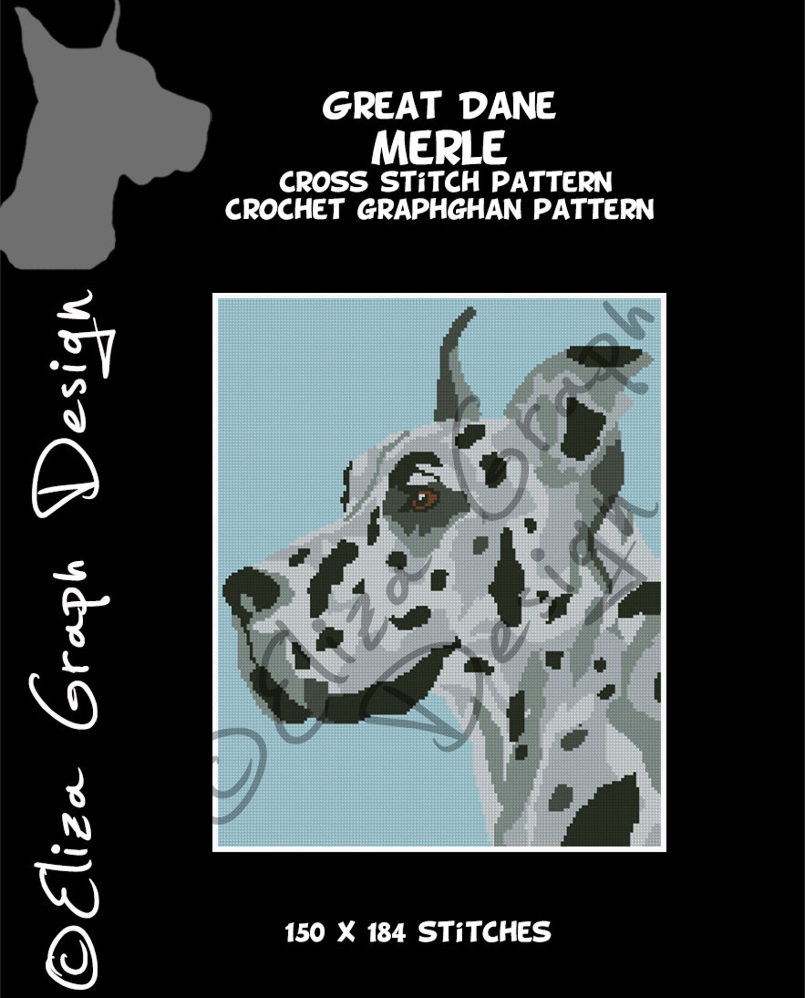 Great Dane CROSS STITCH Pattern CROCHET Graphghan Blanket | Etsy