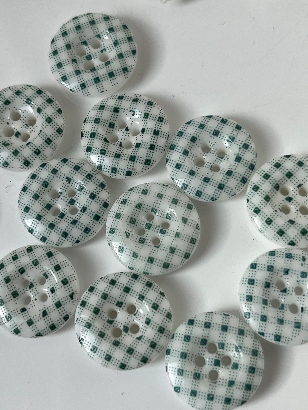 Antique China Buttons Dark Green Transfer Buttons 4 Holes Button 1 ...