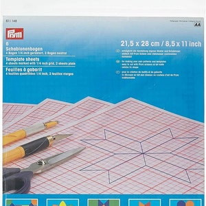 Prym Template Sheets Quarter Inch Grid and Plain A4 Transparent 611148 ...