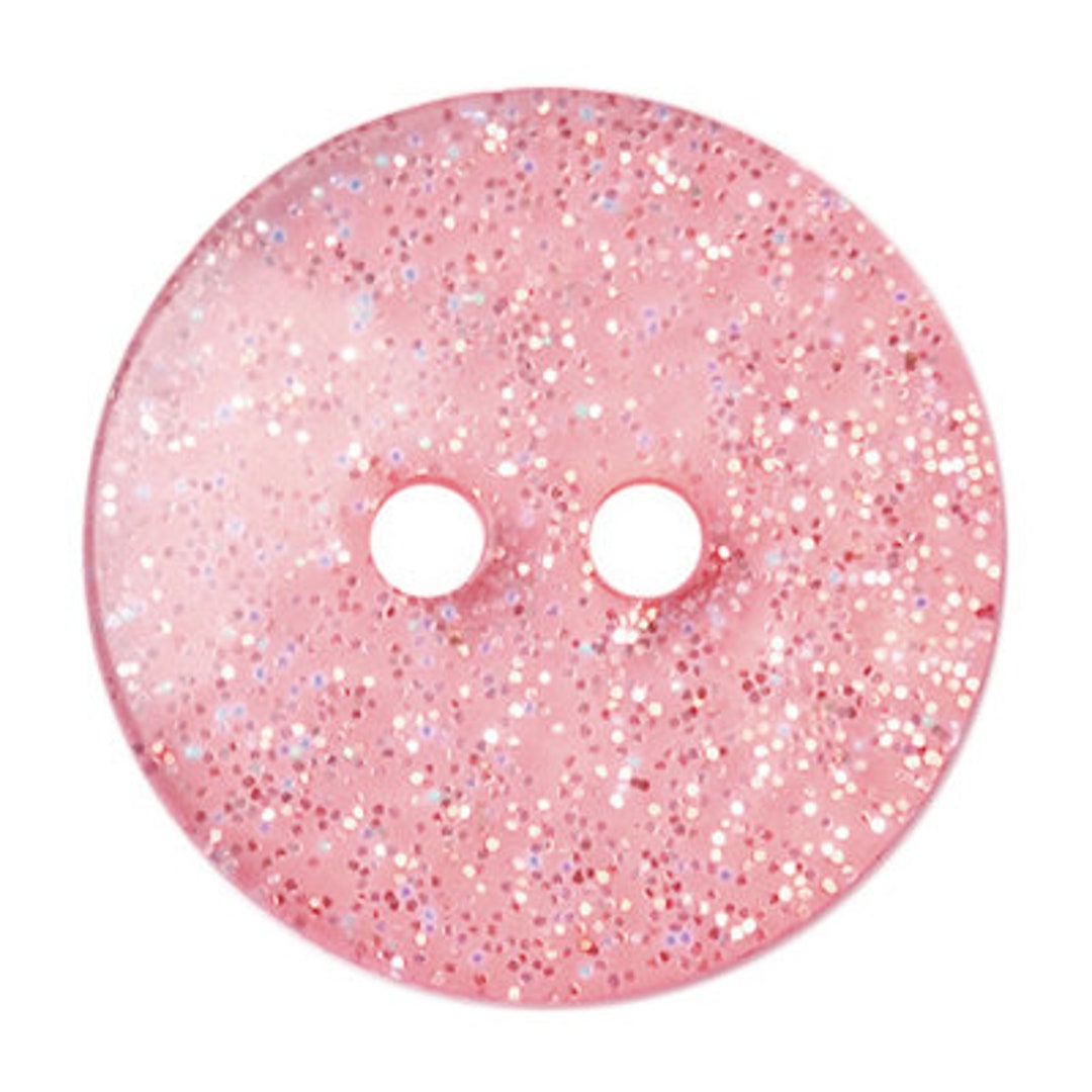Sparkling Pink Plastic Silver Glitter Circular Buttons, Smooth, Two ...