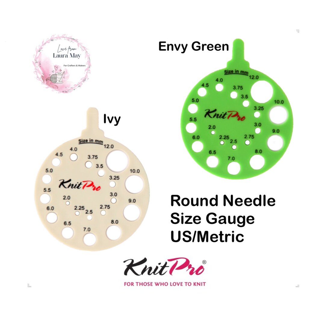 Knitpro Round Knitting Needle Size Gauge Hook Sizer Mm Ruler Measure US MM Metric - Etsy