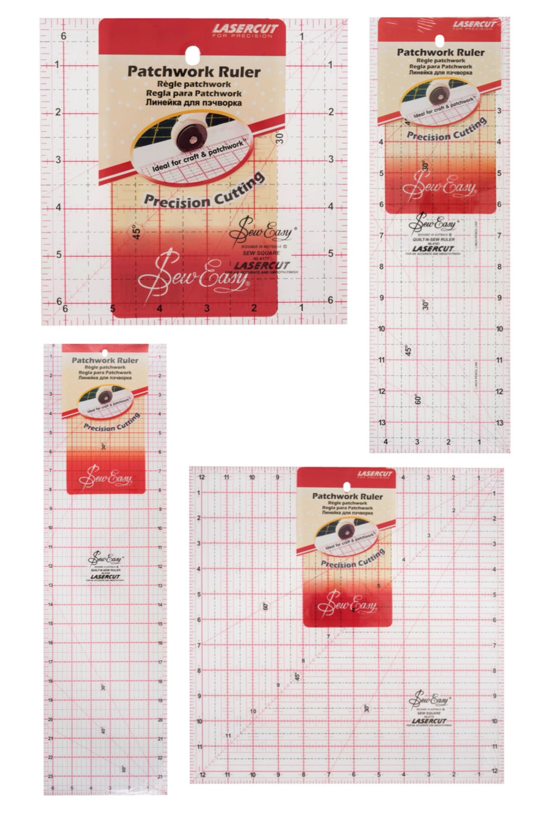 Rule Patchwork Acrylic Ruler Quilting Square 6.5in 12.5in Sew Easy ...