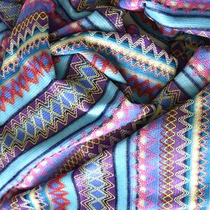 Retro Multicolor Stretch Fabric Chevron, Horizontal Patterned Stripes ...