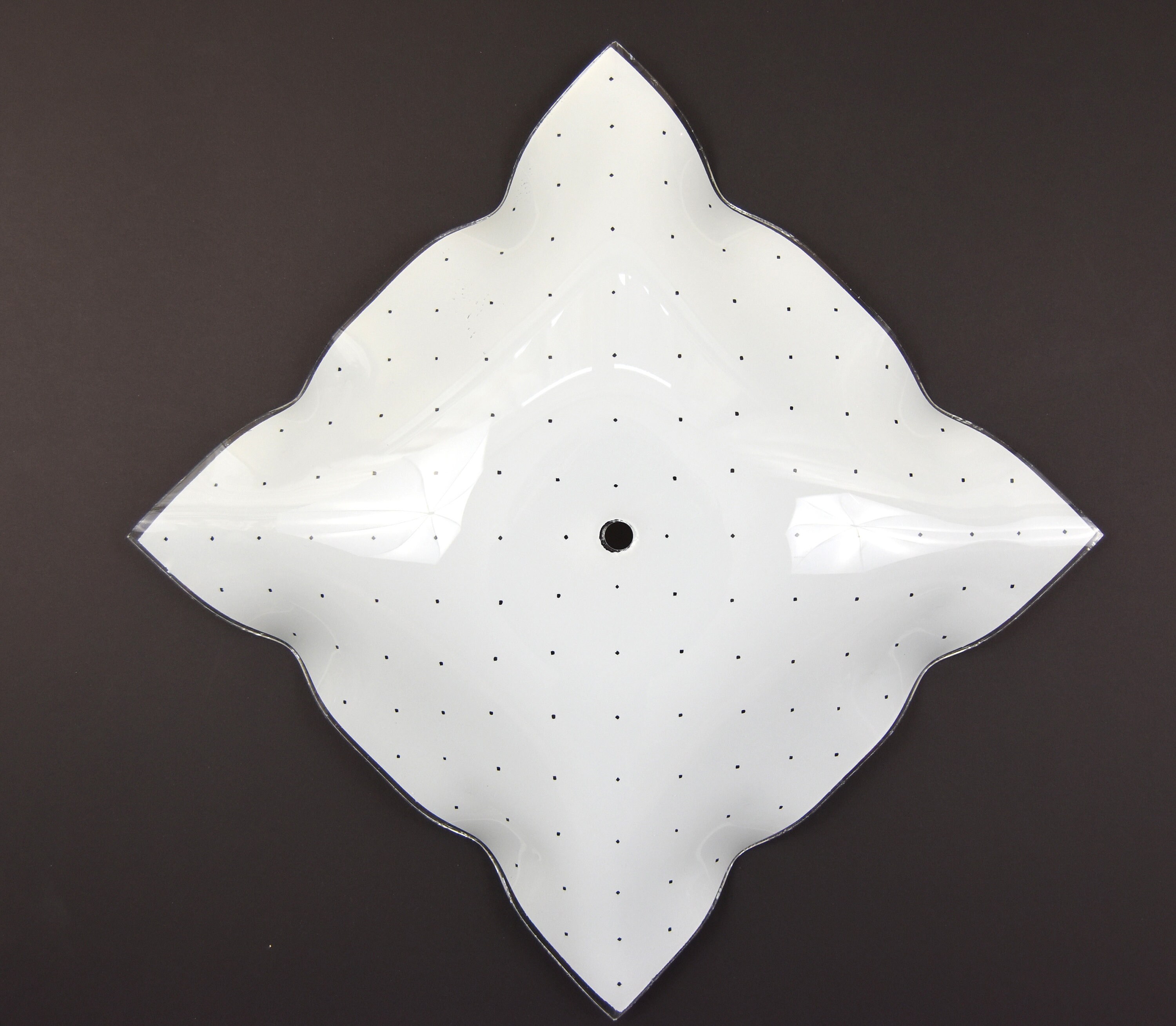 Vintage 11.75 White Frosted Dotted Square Ceiling Light | Etsy