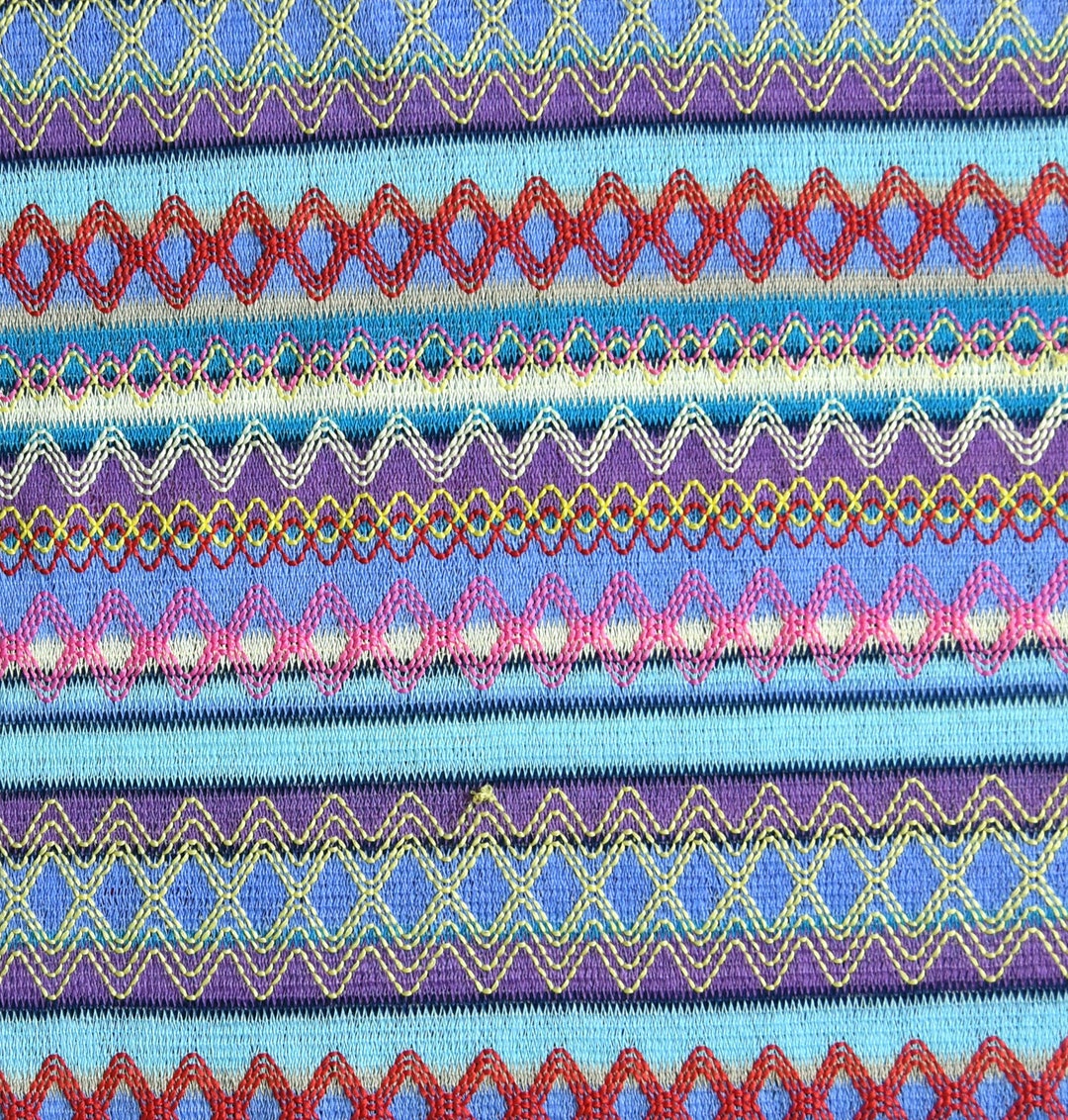 Retro Multicolor Stretch Fabric | Chevron, Horizontal Patterned Stripes ...