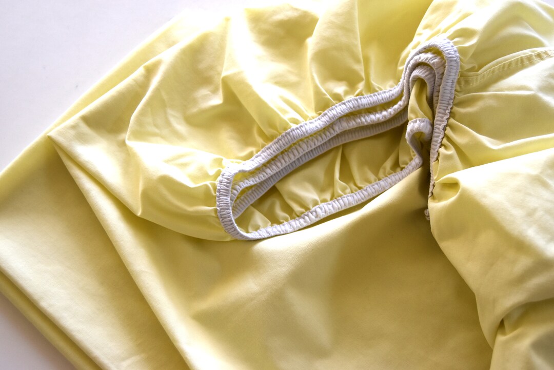 Vintage Solid Yellow Twin Fitted Sheet | Cotton Polyester | Plain ...