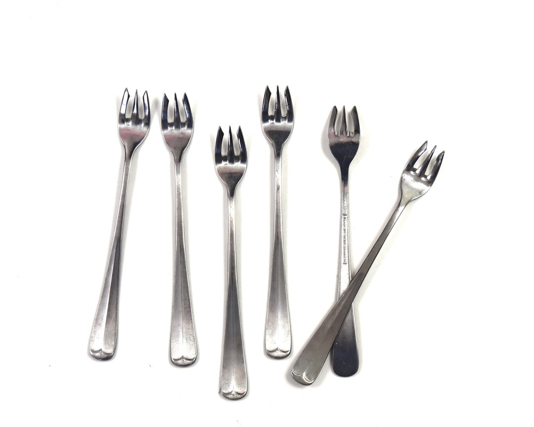 6 Seafood Fish Cocktail Forks | Post Road Oneida Northland Stainless ...