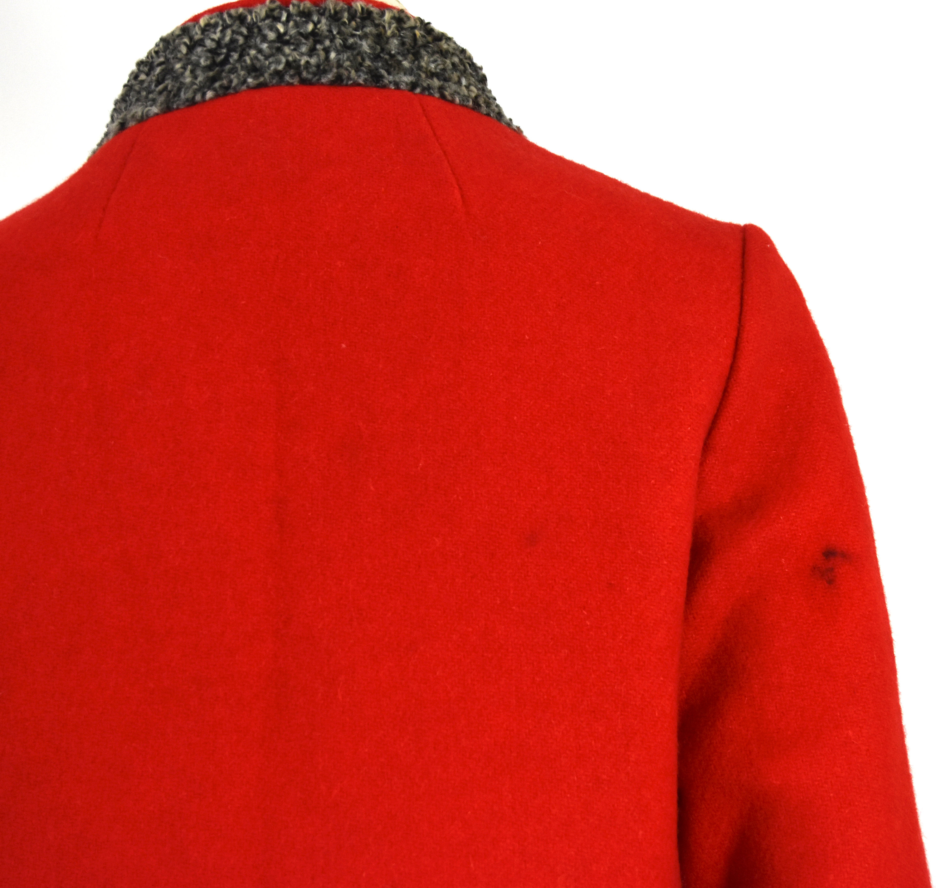 60s Red Wool Winter Coat Shearling Trim Knee Length A - Etsy