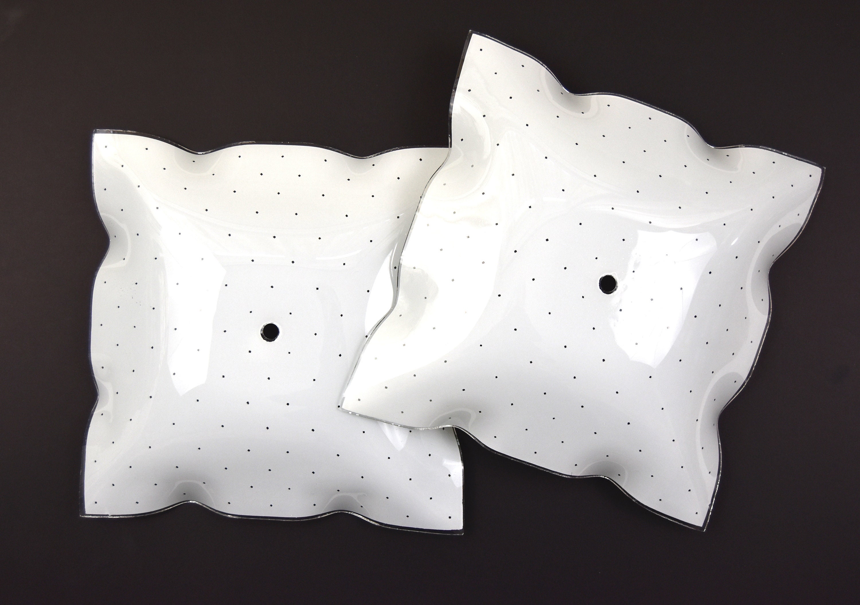 Vintage 11.75 White Frosted Dotted Square Ceiling Light | Etsy