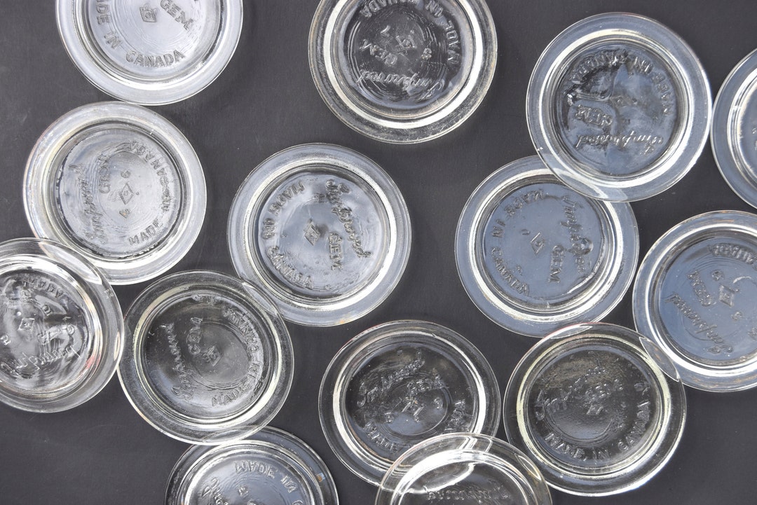 6 Vintage Improved Gem Glass Canning Jar Lids Inserts for Mason Jars ...