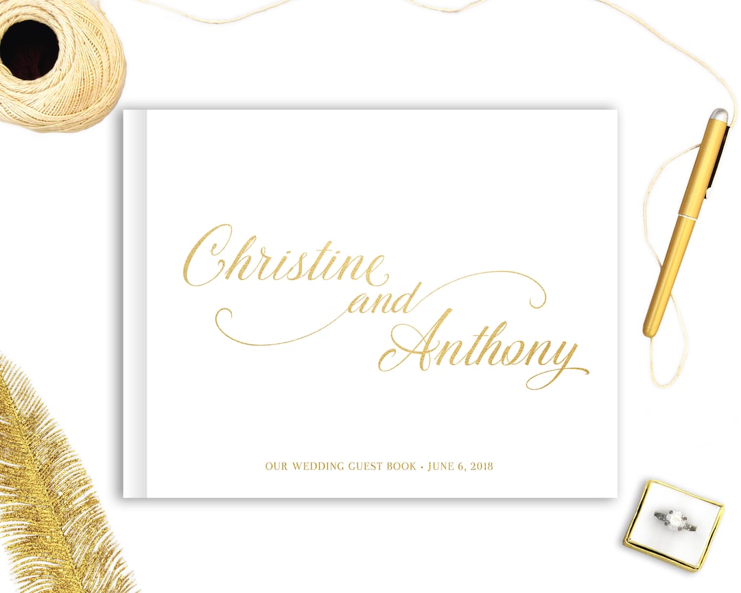 Real Gold Foil Guest Book Wedding Landscape Horizontal Gold Foil Custom ...