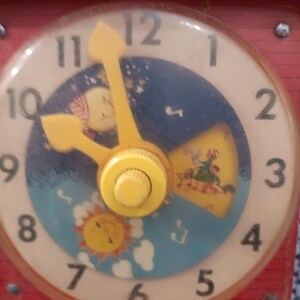 Vintage Fisher Price Wind-up Wooden Tick Tock Musical Teaching Clock C ...