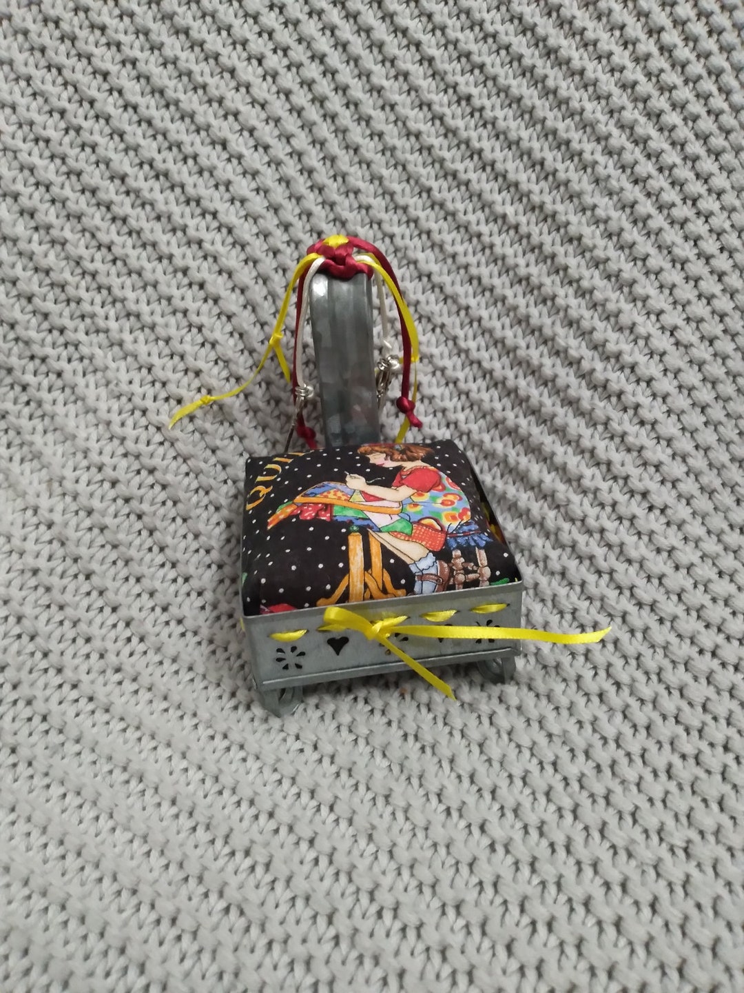 Unique Metal Chair Shaped Pin Cushion With Mary Englebrecht Seat and ...