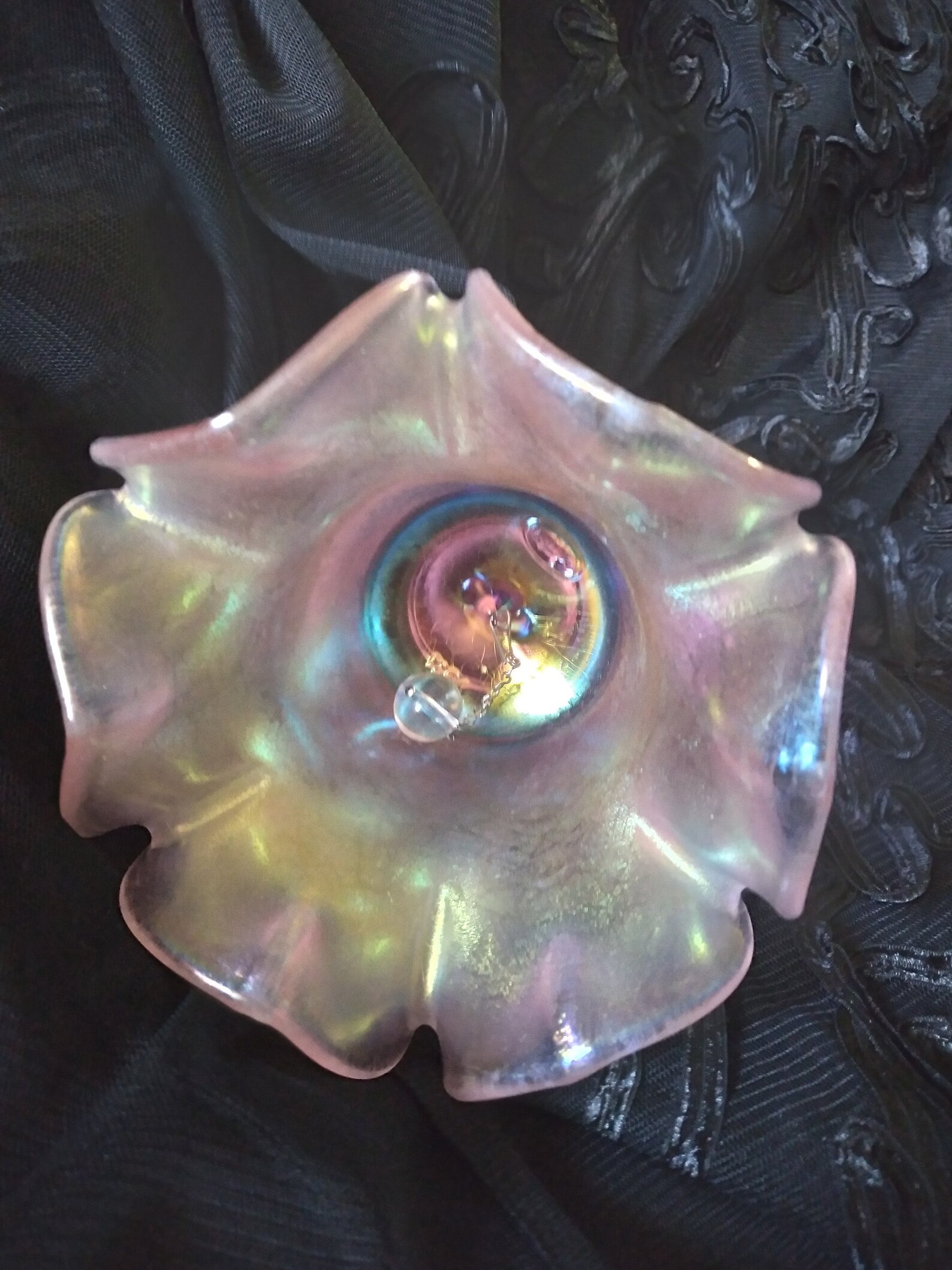 VGC Beautiful Vintage Fenton Pink Iridescent Fluted Glass Bell - Etsy