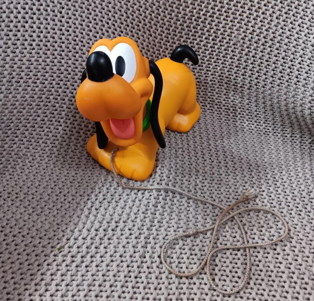 Vintage 1970s Disney Pluto the Dog 7" Squeaking Pull Toy - WORKS! - Etsy
