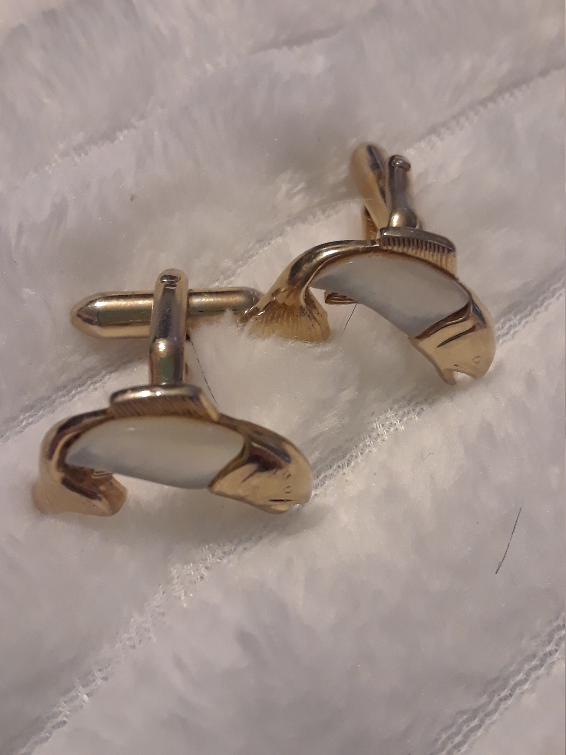 Vintage Fish Shaped Mother of Pearl Inlay Gold Toned Cufflinks - Etsy