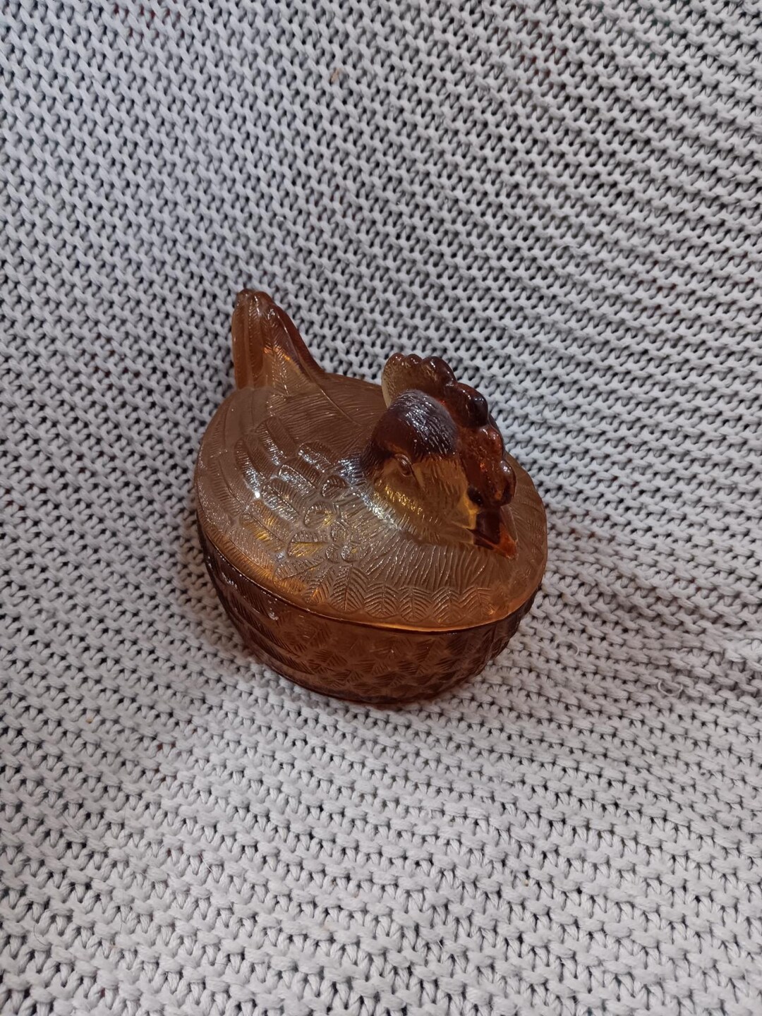 Vintage Mid Century Amber Ware Glass Hen on a Basket Candy Dish - Etsy