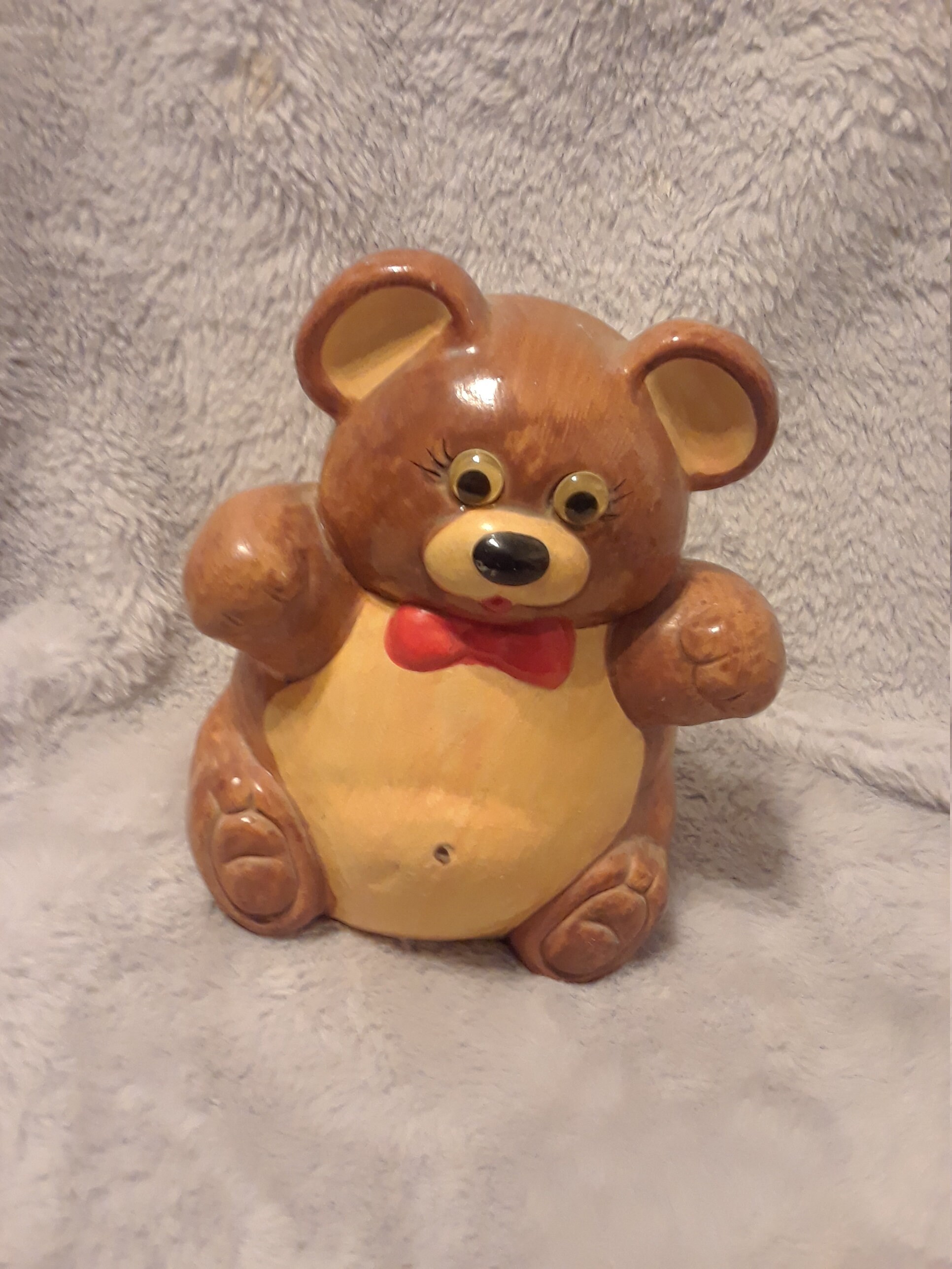 Vintage Hand Painted Teddy Bear Bank With Googly Eyes - Etsy