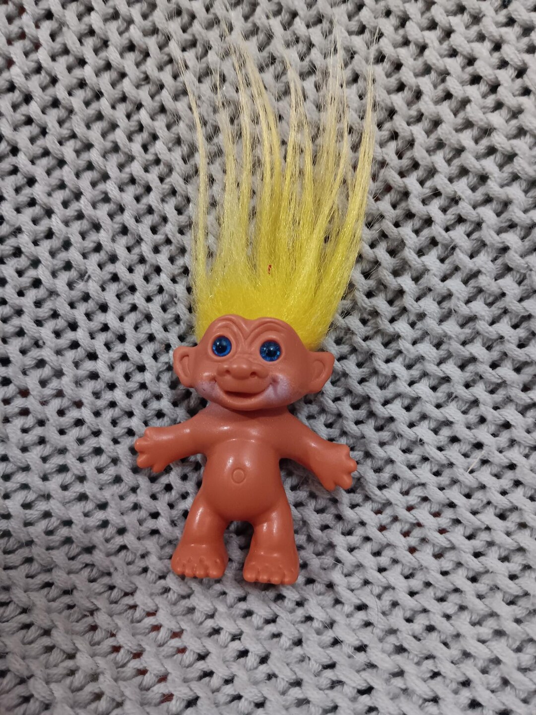 Vintage 1960s ETONE Troll Doll: 3" Yellow Hair, Blue Eyes - Etsy