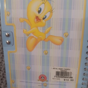 Unique Vintage Looney Tunes Tweety Bird 5 X 7 1/2" Metal Cover Notebook ...