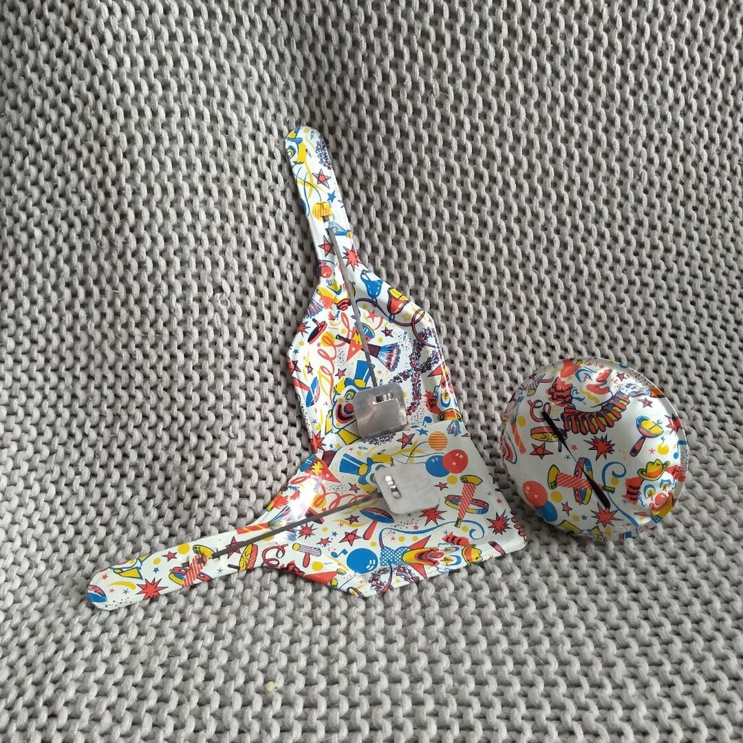 Trio of Vintage Metal Clown Print Noisemakers for New Year's Eve - a ...