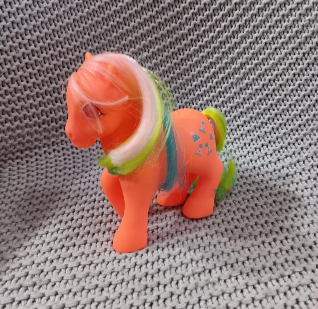 Vintage MLP My Little Pony G1 "party Time" Twinkle Eye Neon Orange Pony ...