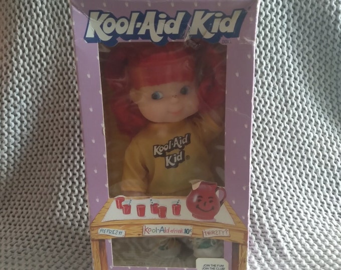 NRFB Vintage Kool Aid Kid 9-inch Poseable Doll With Red Hair and Yellow ...