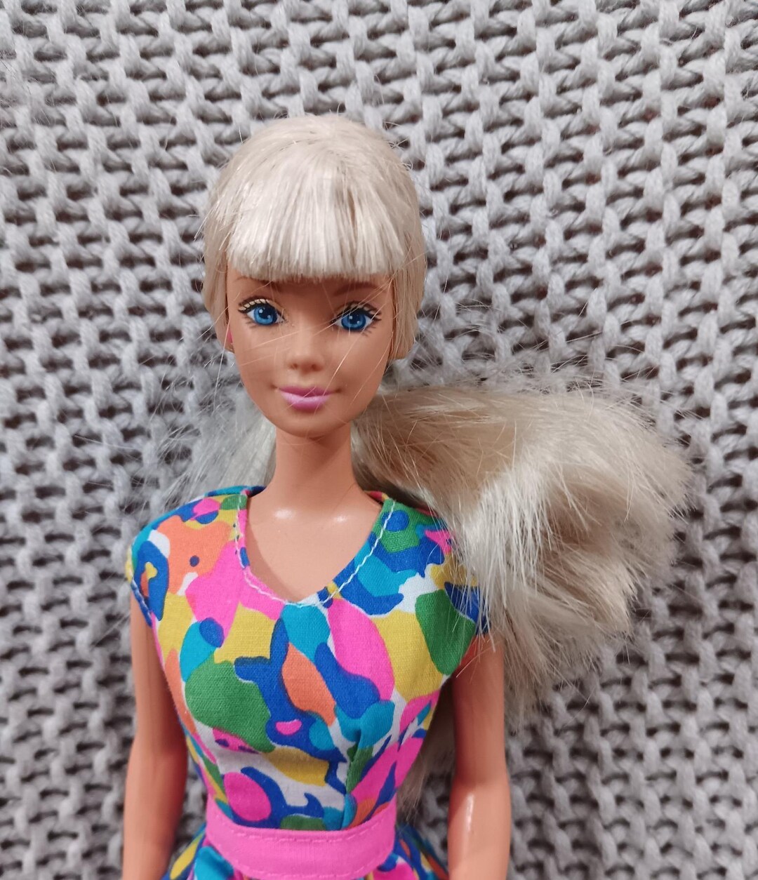 Pretty 1990s Barbie With Bangs Wearing a Glitter Beach Fashion Outfit ...