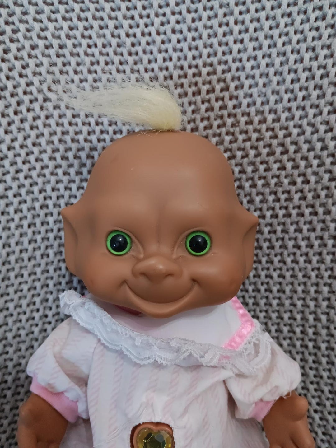 Vintage 11" Treasure Troll Baby With Yellow Heart Belly Gem 1990's Ace ...