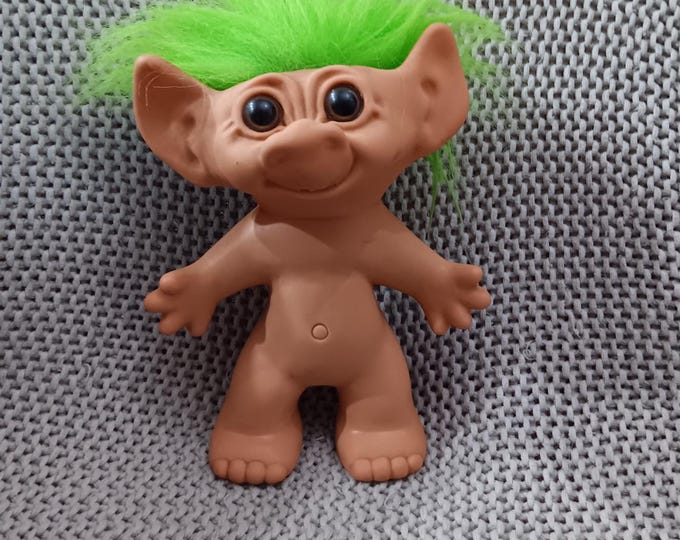 Vintage Large 8" Uneeda Wishnik Troll With Green Hair and Brown Eyes - Etsy