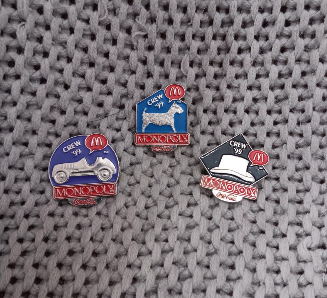 Trio of Vintage Mcdonald's Monopoly 1999 Game Lapel Pins - Top Hat ...