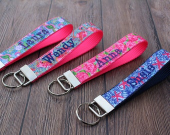 Embroidered key fob | Etsy