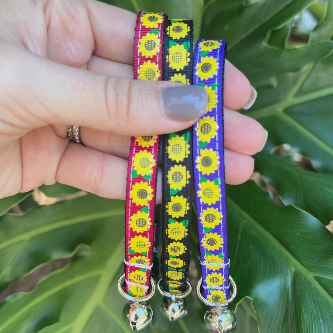 Sunflower Cat Collars - Fall Cat Collar - XS Sunflower Dog Collar ...