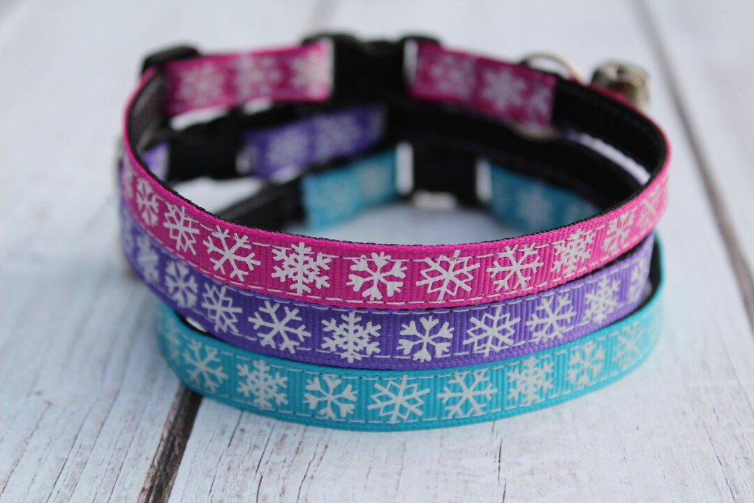 Snowflake Cat Collars - Christmas Cat Collar - XS Christmas Dog Collar ...