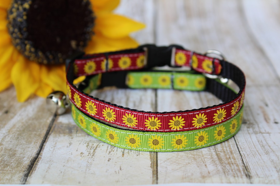Sunflower Cat Collars - Fall Cat Collar - XS Sunflower Dog Collar ...