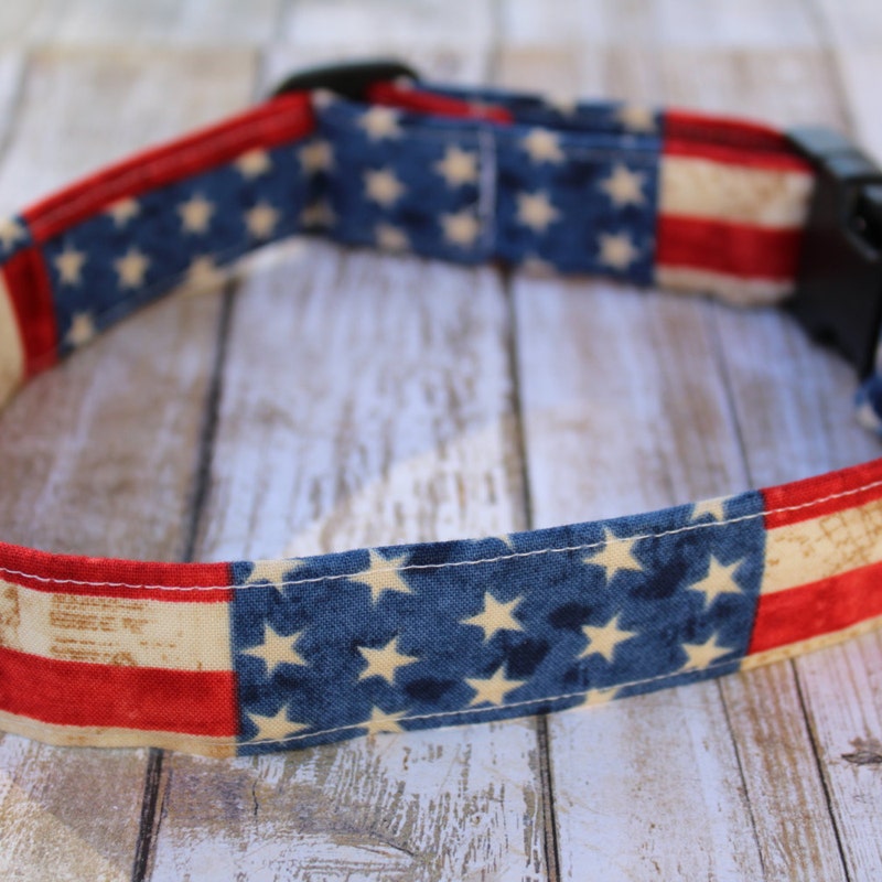 American Flag Dog Collar Personalized - Etsy
