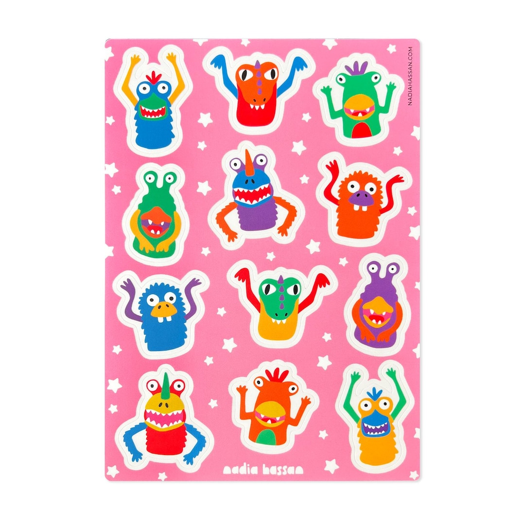 Finger Puppet Monsters 5x7 Sticker Sheet - Etsy